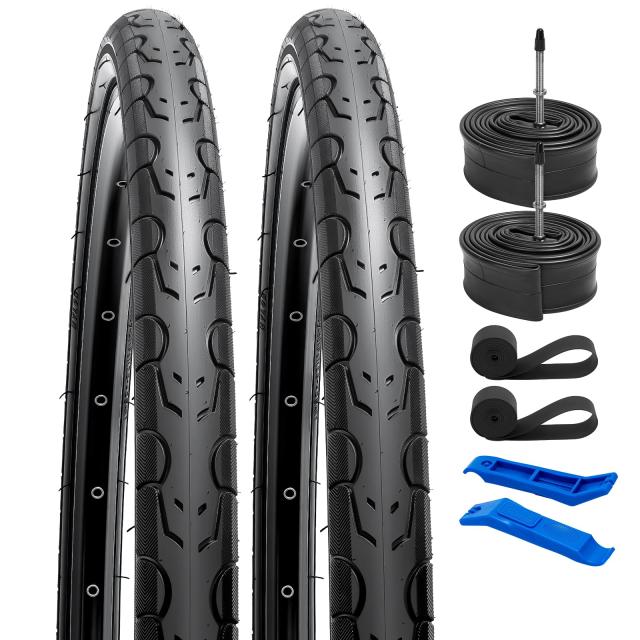 2本セット,700 28c タイヤ 超耐久,自転車 タイヤ 700 28c,700x28c 28-622 自転車タイヤ + 700x25/34C チューブ仏式バルブ60mm+リムテープ