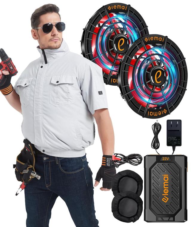 elemai 2024年モデル フアン付き作業服 25000mAh 超高電圧出力22V ファンバッテリー セット 空気調節作業服 冷却調節服 ユニセ ックス