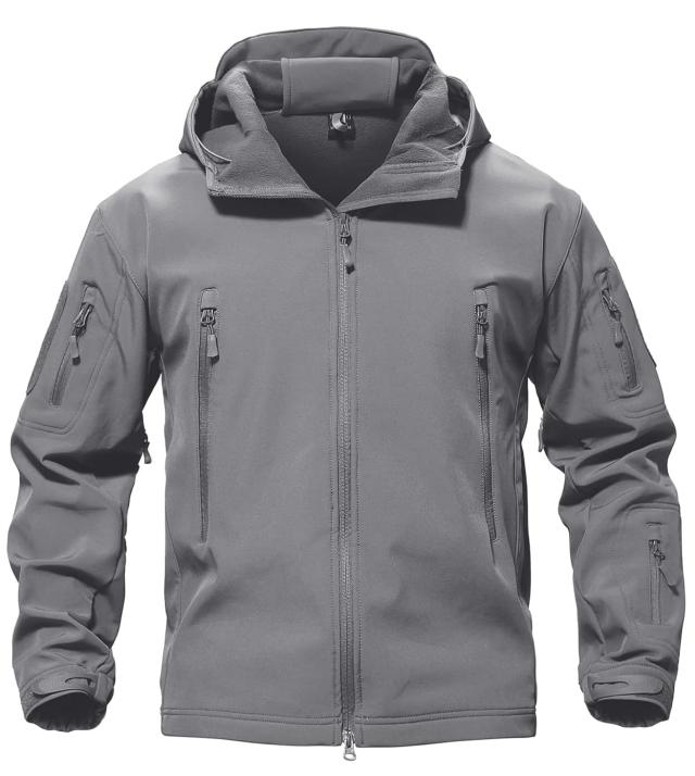 TACVASEN ミリタリージャケット メンズ コート アウター 軍ジャケット フード付 多機能 ジャンパー 裏起毛パーカー 起毛 秋冬用 M