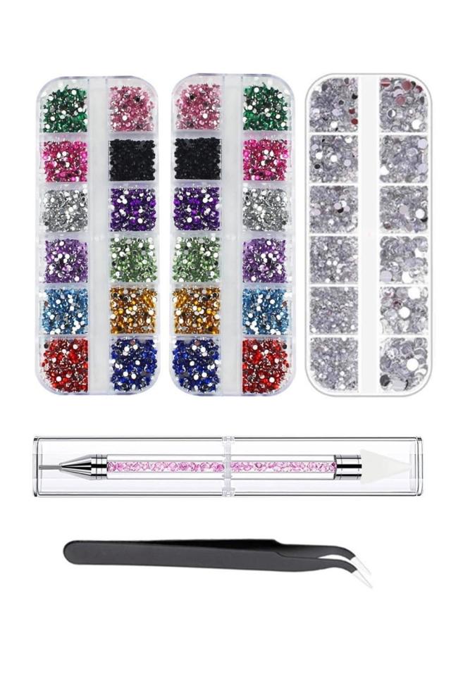YFFSFDC カラーラインストーン ネイルアートパーツ 大容量 12色 アクリルラインストーン 3個ケース入り ネイル デコ用 DIY 服装使用 ピンの通販はau PAY マーケット ...