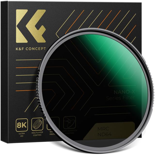 K＆F Concept 77mm NDフィルター ND64 28層ナノコーティング 光学ガラス 撥水防汚キズ防止 減光フィルター（NANO-Xシリーズ）【直