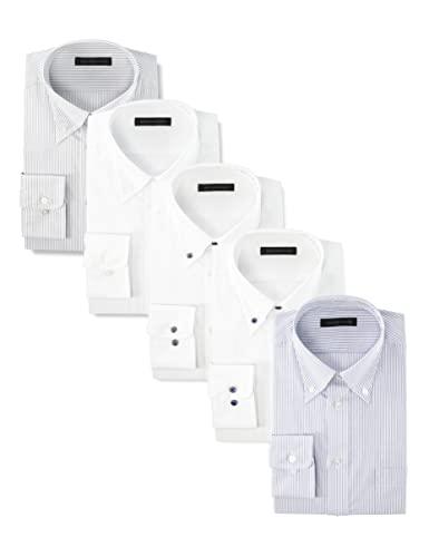 コナカ ワイシャツ長袖5枚セット 形態安定加工【レギュラーカラー/ボタンダウン/ワイドカラー】 メンズ セット5(ボタンダウン) 首回り4