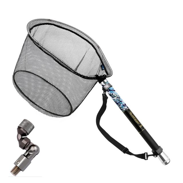 サンライク(SANLIKE) タモ網 玉網 ９段階 伸縮 カーボン製 小継玉の柄 超軽量 釣りタモ タもアミ ランディングネット 磯玉セット 4つ折り
