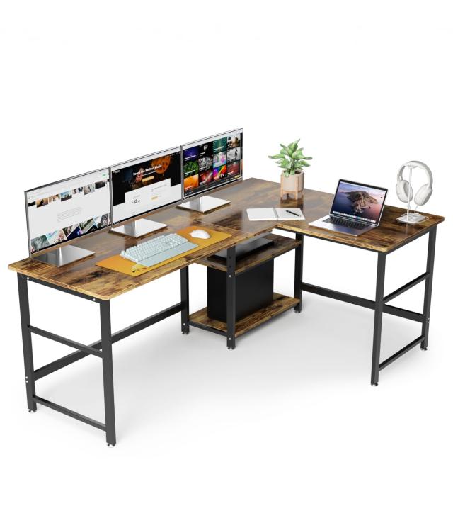 DEWEL？パソコンデスク？l字？幅180+120cm？奥行60？ 2段収納棚付き？左右交換設置可？PCデスク オフ ィスデスク？ゲーミングデスク？高の通販はau PAY マーケット ...