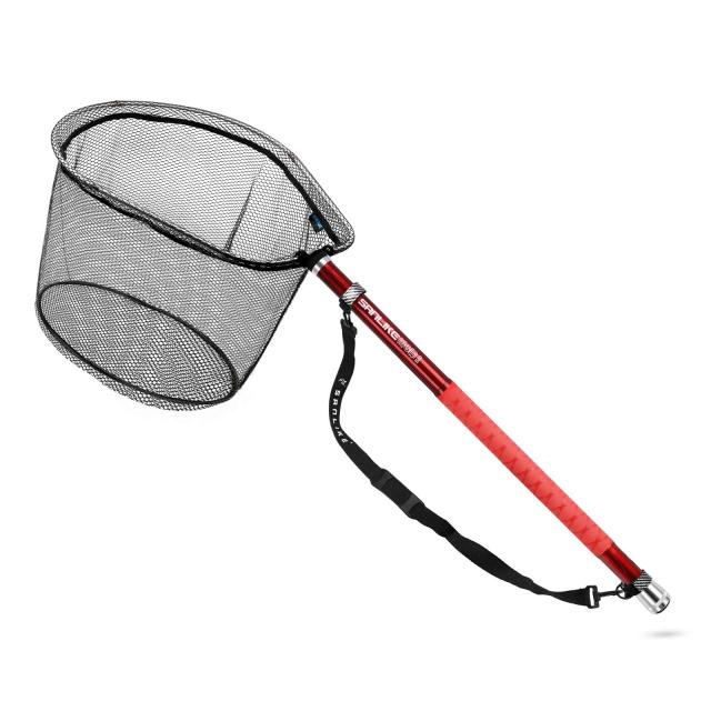 サンライク(SANLIKE) タモ網 ランディングネット たも網 ９段階 玉網 ラバーネット 釣り タモ 4つ折り枠 オーバル型 すくい網 カーボン製