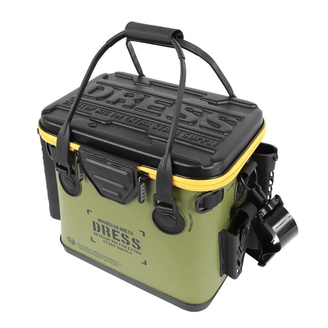 DRESS バッカン ミニ オリーブ/ブラック(メッシュポケット付き) 釣り用バケツ・バッカン 約17L ロッドホルダー EVA 多機能 釣り 釣り具