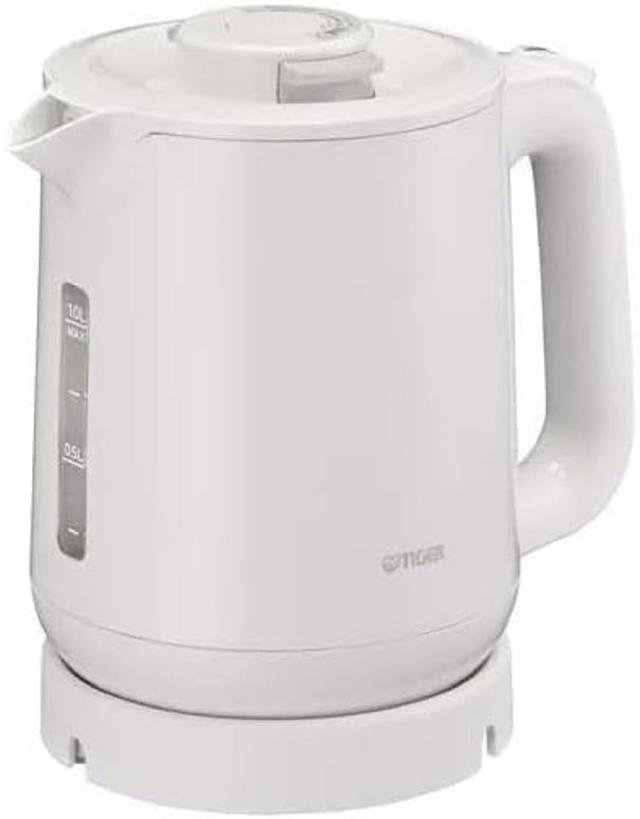 タイガー魔法瓶(TIGER) 電気ケトル 湯沸かし 1.0L 転倒お湯漏れ防止 カラ炊き防止 蒸気レス ホワイト PCJ-A102WA