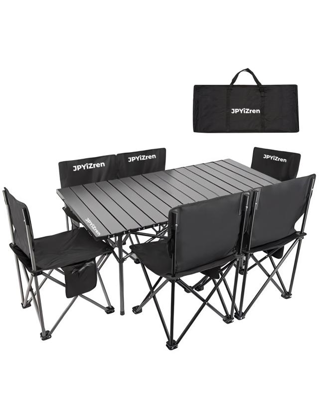 JPYiZren アウトドア テーブル チェア 7点セット アルミテーブル椅子 ピクニック ベンチセット ピクニックテーブル 超軽量 折り畳み 組立