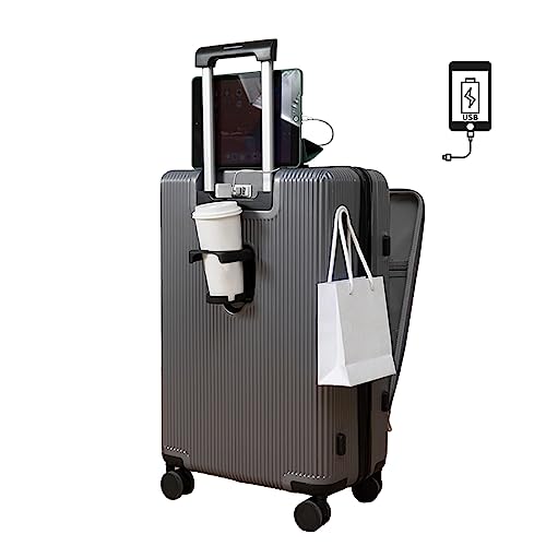 MORGEN SKY スーツケース キャリーケース コロコロバック フロントオープン 前開き USBポート付き 充電口 ビルトインカップホルダー ビ