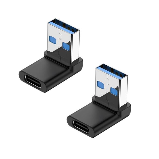 YFFSFDC USB 3.0 アダプタ L型 アダプタ 2個セット USB 直角変換 USB Type A L字型変換アダプタ 小型 軽量 USB Type C (メス) to USB 3. ...