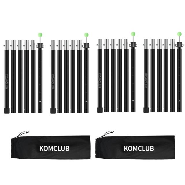KOMCLUB テントポール タープポール 収納40cm MAX240cm 直径24mm 25段階調節 6節連結 アルミ製 高さ調整可能 プッシュボタン式 組立簡単