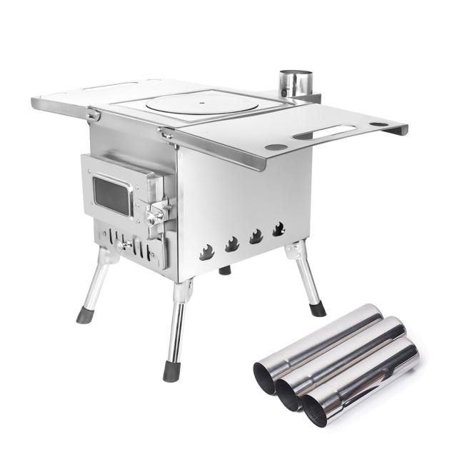 SOTECH キャンプ 薪 ストーブ テント 内 2次燃焼-キャンプアンドキャビンズ、料理、ハイキング、釣り、バックパッキング(煙突パイプ付き)