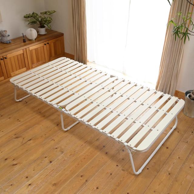 山善(YAMAZEN) ベッド すのこベッド 折り畳みベッド 【完成品】シングル 耐荷重200kg すのこ ベッドフレーム 幅98×奥行195×高さ34.7cm