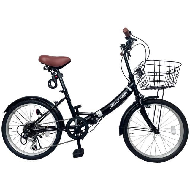 TOMONAU 折り畳み自転車 20インチ 折りたたみ自転車 6段変速 カゴ ワイヤー錠 ライト付き 通勤 通学 街乗 前後泥除け装備 ハンドルの高さ