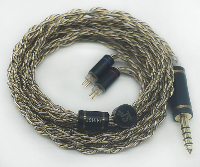 【JSHiFi-Jupiter】2pin4.4mmリケーブル 4芯金メッキと銀メッキとグラフェン線材 2pinイヤホンアップグレードケーブル 4.4mmイヤフォン交