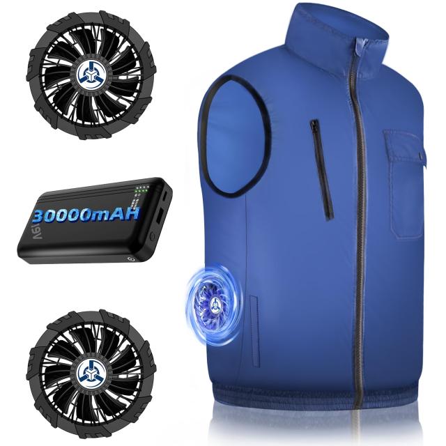 Sumeriy ファン付き作業服 空調作業服 ベスト 超高電圧出力 30000mAhバッテリ 最大30時間連続使用 ファン付きベスト 国産9枚ファン 大