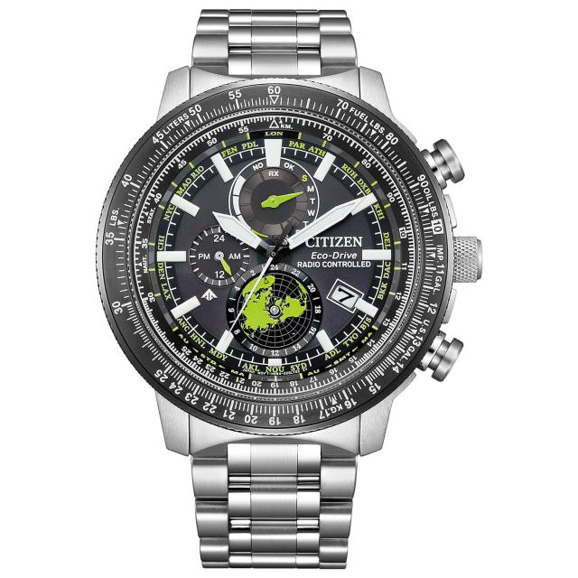 [Citizen] 腕時計 プロマスター 光発電エコ・ドライブ電波時計 ジオ・トレッカー SKYシリーズ ブラック BY3006-53E メンズ シルバー