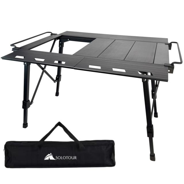 Solotour IGTテーブル アウトドア テーブル キャンプ 折り畳み アルミ 調節可能 軽量 頑丈 30？荷重 便利 バーベキュー ハイキング コン