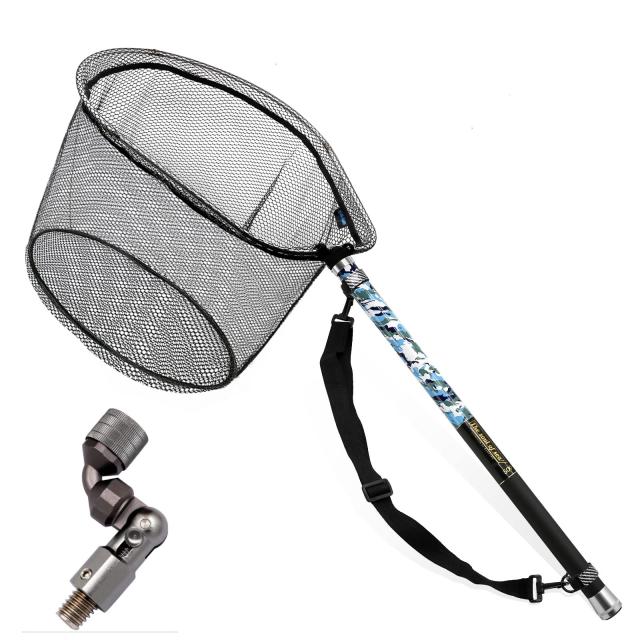 サンライク(SANLIKE) タモ網 玉網 ９段階 伸縮 カーボン製 小継玉の柄 超軽量 釣りタモ タもアミ ランディングネット 磯玉セット 4つ折り