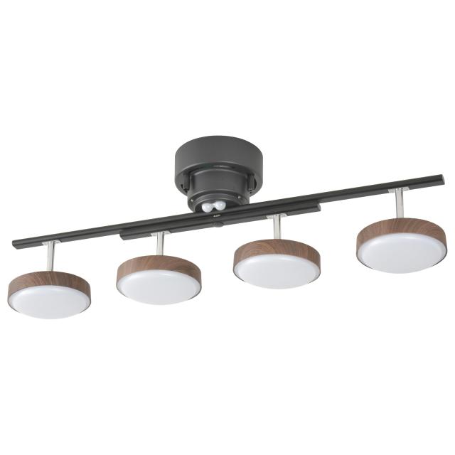 オーム(OHM) シーリングライト 4灯 木目調 スポットライト ダークブラウン LED 4.5〜8畳用 北欧風 シンプル おしゃれ 調光 調色 リモコン