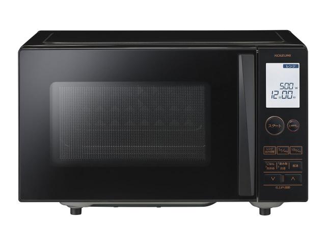 【ネット限定】 コイズミ 単機能 電子レンジ 18L 一人暮らし 二人暮らし ヘルツフリー フラットテーブル 大きめ文字表示 ブラック