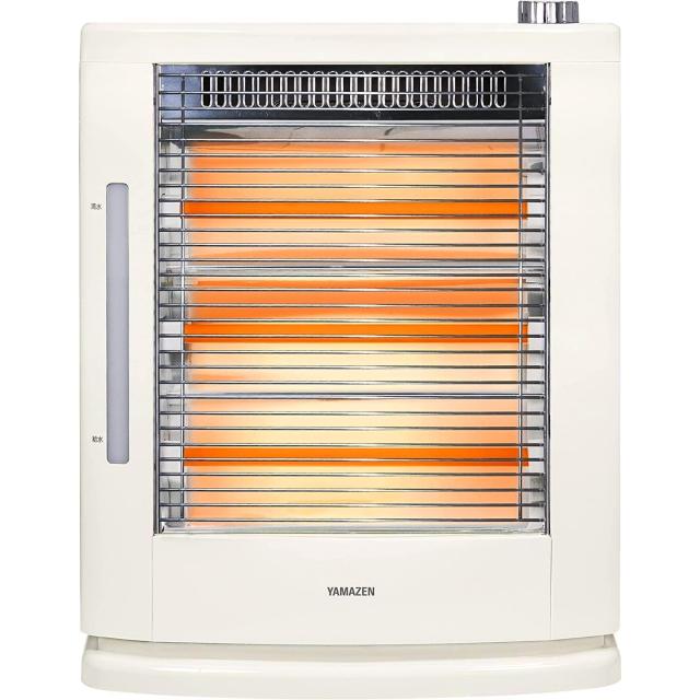 山善 遠赤外線 電気ストーブ ヒーター 加熱式 加湿機能搭載 小型 足元 転倒OFFスイッチ 出力切替3段階 簡単操作 ホワイト DSE-KC1010(W