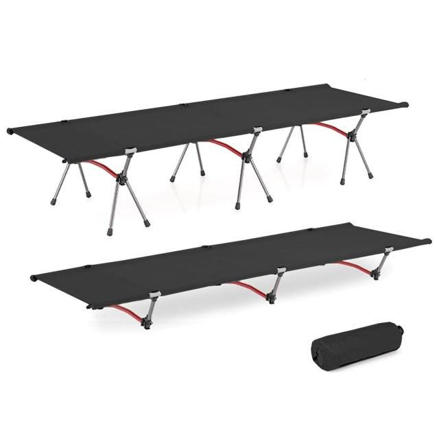 キャンプベッド折りたたみベッドコットン軽量・堅牢・静音・防水折りたたみ可能・高/低の切り替えが可能耐荷重150kg釣り野外防災(ブラッ