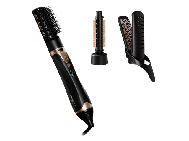 コイズミ カーリングドライヤー イオンバランス 大風量 1000W 温冷自動切替 ブラシ3種類 ヘアセット スタイリング ブラック KHC-5070/K
