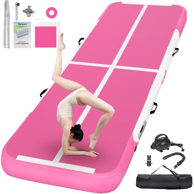 Fbsport 2/3/4/5/6M エアトラック 体操 マット エアーマット 折り畳み可能 インフレータブル 電動エアーポンプ付き 自宅用 トレーニング