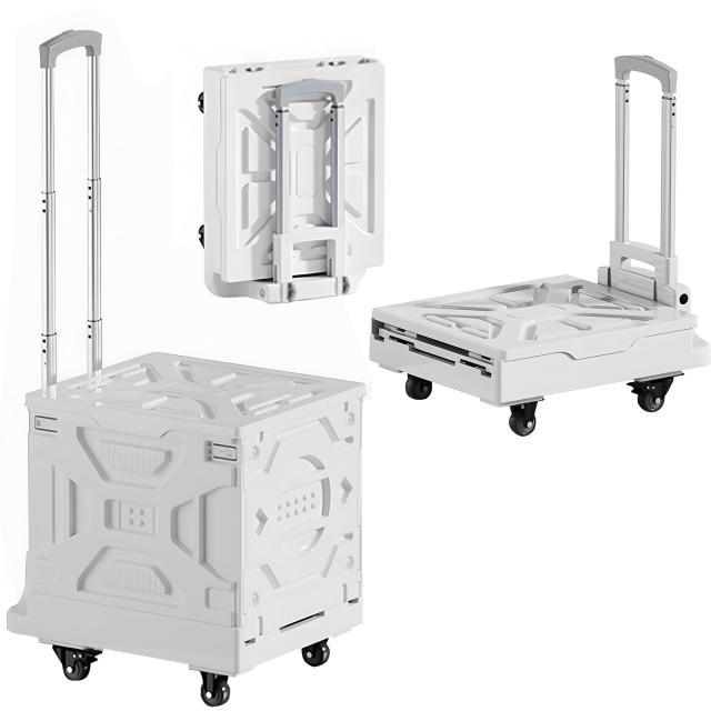 VECELO 折りたたみキャリーカート ショッピングカート コンテナキャリー 買い物カート 台車 蓋付き アウトドア キャンプ用 携帯便利 座