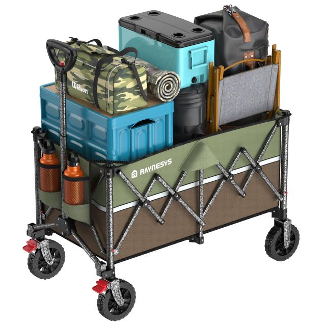Raynesys キャリーワゴン 大容量 150L 耐荷重 150kg アウトドアワゴン 折り畳み式 荷台 キャンプカート ワンタッチ収束式 組み立て簡単