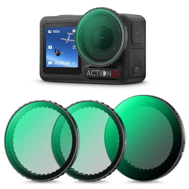 K＆F Concept Osmo Action 5Pro/4/3 用フィルターセット(CPL+ND2-32+1/4ブラックミスト) 可変NDフィルター 減光フィルター CPLフィルター