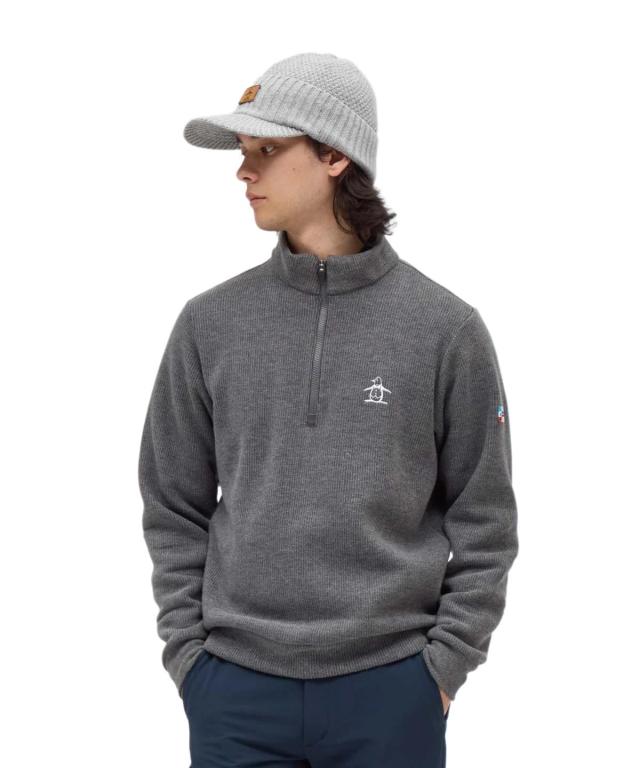 マンシングウェア カットソー 定番 セーター ハーフジップ 吸湿発熱 ペンギン ゴルフ MG5FSW80M メンズ GY01(グレー)