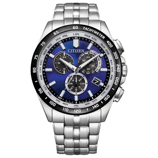 [Citizen] 腕時計 光発電エコ・ドライブ 電波時計 防水 UNITE with BLUE 限定モデル 銀 青 ブルー CB5874-81L メンズ シルバー