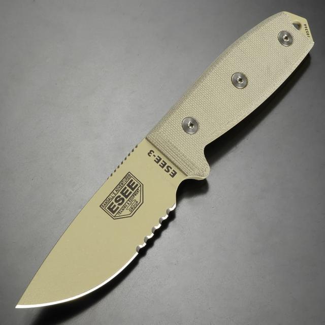 ESEE アウトドアナイフ Model 3 デザートタンブレード 半波刃 ESEE-3S-KO-DT[bes3skodtr]