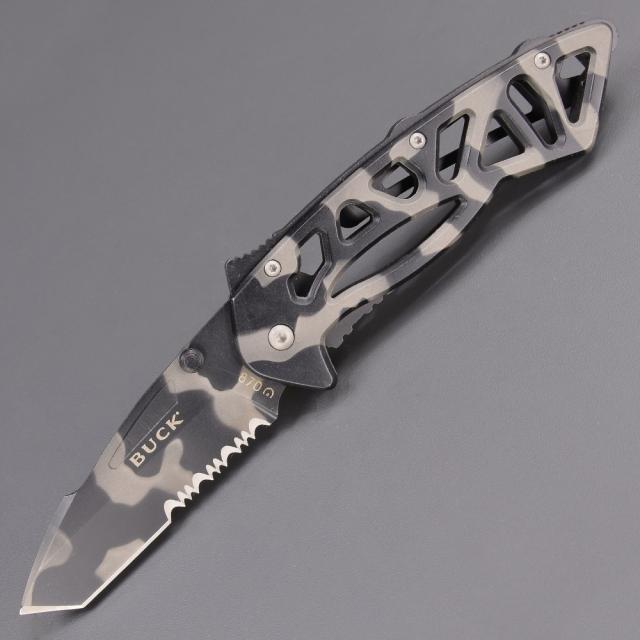 BUCK 折りたたみナイフ ボーンズ 半波刃 タイガーストライプカモ[bu870x]