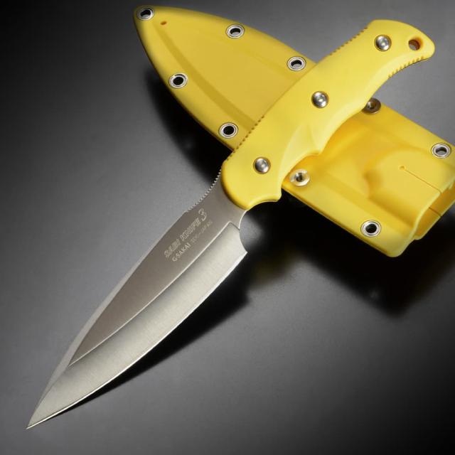 G・SAKAI アウトドアナイフ NEWサビナイフ3 直刃 イエロー[gssabi3ys]