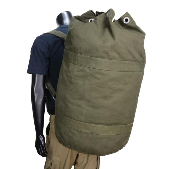 ドイツ軍放出品 ダッフルバッグ OD キャンバス生地 [ 可 ][ra16327]