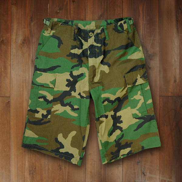 Rothco ハーフカーゴパンツ BDUショーツ ジッパー [ ウッドランドカモ / Lサイズ ][ro7765l]