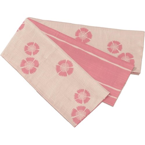 和楽暮 桐生織 リバーシブルゆかた帯 ふくれ撫子 日本製