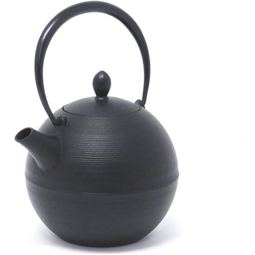 藍花 鉄瓶 南部鉄器 日の丸 黒 茶こし付き 10071