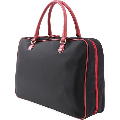 京都きもの友禅 着物 持ち運び バッグ きもの 成人式 移動 本革 和装バッグ かばん 黒 BLACK×RED