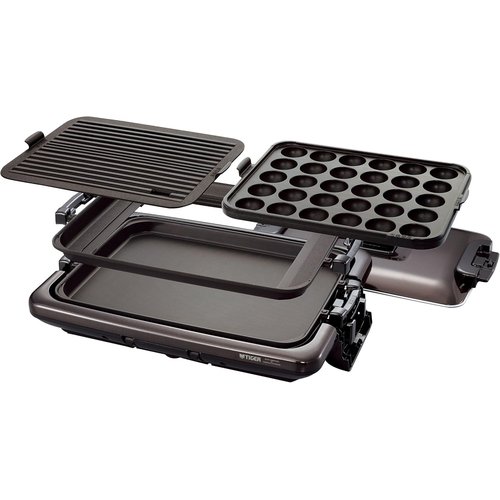 タイガー魔法瓶 TIGER ホットプレート3枚セット たこ焼き 焼肉 蓋付き ブラウン CRV-A300-T