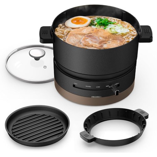 ハゴオギ HAGOOGI 電気鍋 グリル鍋 ひとり暮ら 17cm 一人鍋 ？？ 車中泊 自炊 キャンプ ブラック
