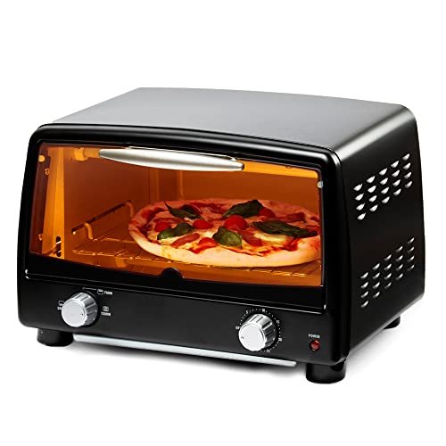 アイリスオーヤマ トースター 4枚焼 高火力 30分タイマー機能付 オーブントースター ブラック POT-412R-B