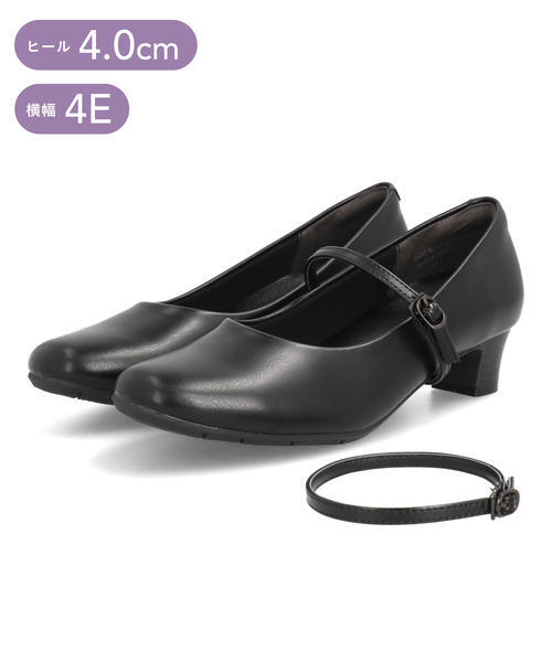 OFFICE SUPPORT オフィスサポート レディース 多機能2WAYオフィスパンプス【幅広4E/滑りにくい】ストラップ付き 424000 ブラックの通販はau PAY マーケット ...