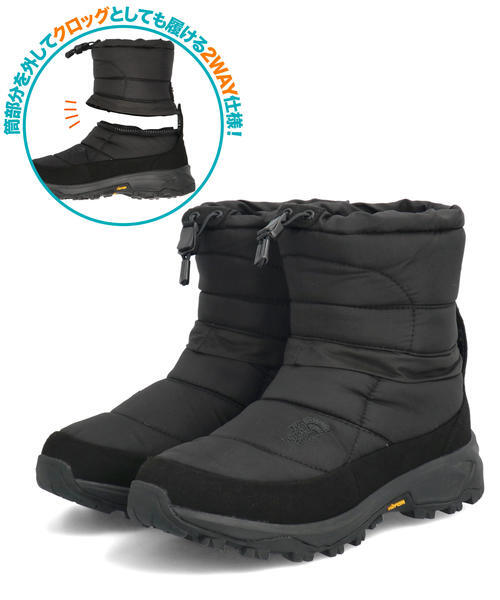 THE NORTH FACE ザ・ノースフェイス DETACHABLE NUPTSE BOOTIE 防水透湿 保温 ガラス繊維配合ソール 2WAY レディースブーツ(デタッチャブルヌプシブーティ) NF52477 KK ブラック/ブラック