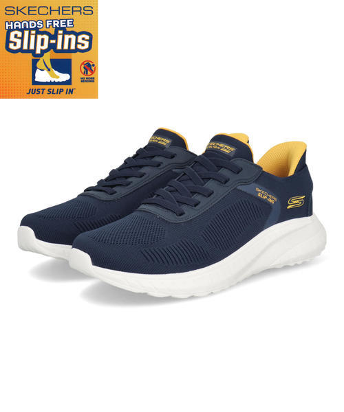 SKECHERS スケッチャーズ SLIP-INS スリップインズ BOBS SQUAD CHAOS-SOLID STEP【ワイド】メンズスニーカー(ボブススクワッドカオス) 118312W NVY[HF] ネイビー