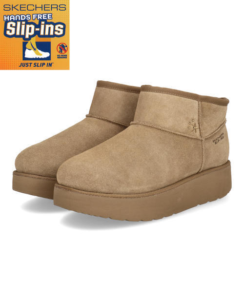 SKECHERS スケッチャーズ SLIP-INS スリップインズ KEEP COZY【強撥水/あったか/本革】レディース厚底ブーツ(キープコージー) 169143 CSNT [HF] チェスナッツ