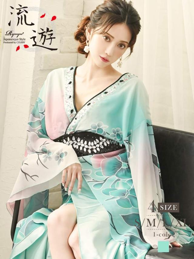 花魁 コスプレ 花魁コスプレ 衣装 着物ドレス 着物 和柄ドレス 和柄 ハロウィン 和装 キャバ ドレス キャバドレス 流遊 ロ